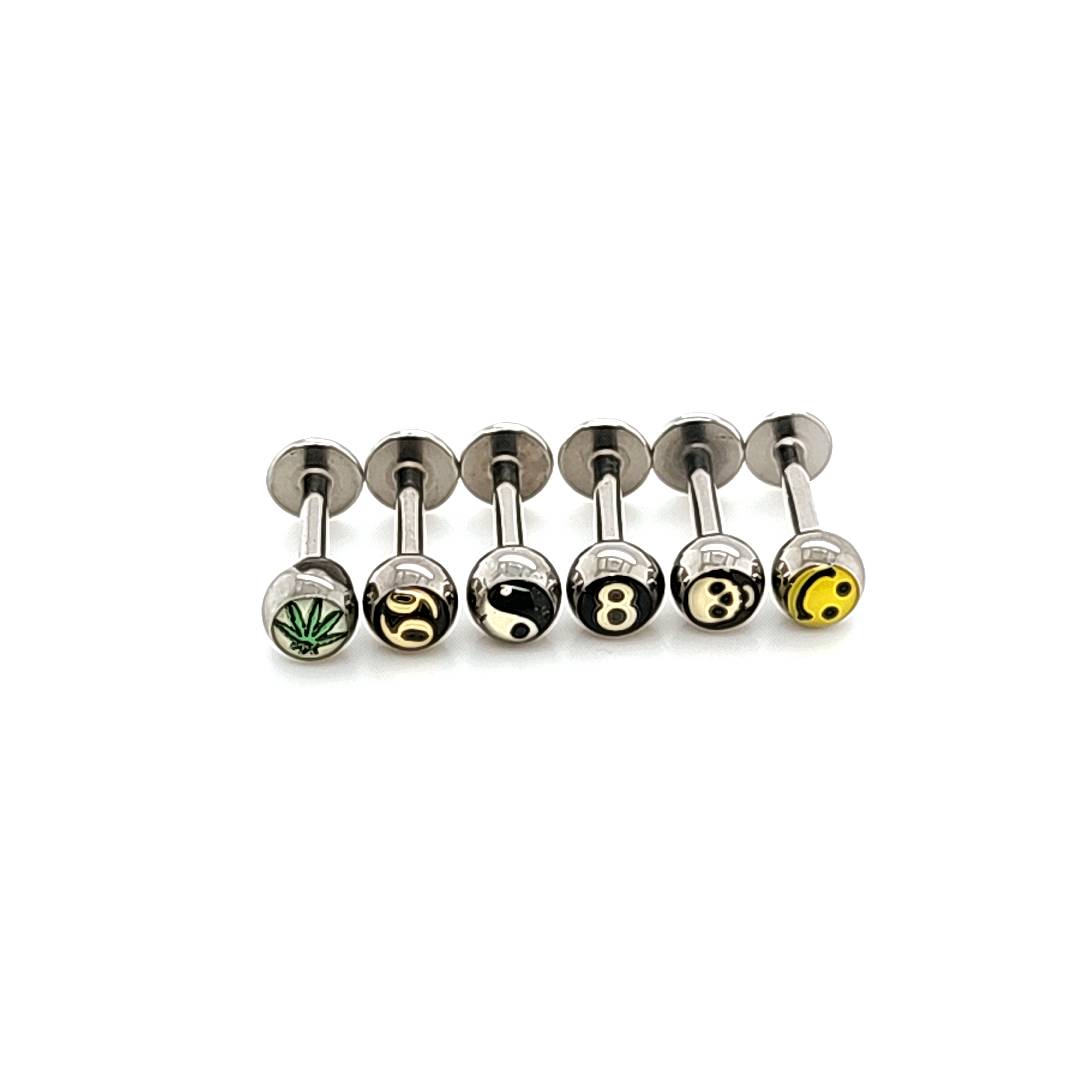 16G Labret, Logo 4mm Ball- 316L S. Steel – Pico Body Jewelry