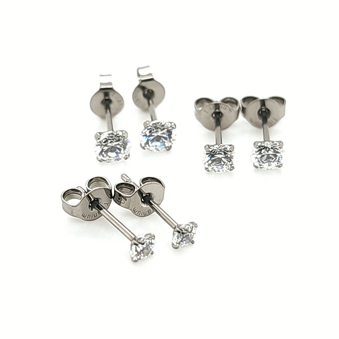 Prong Set Ear Stud - F136 Eli Titanium – Pico Body Jewelry