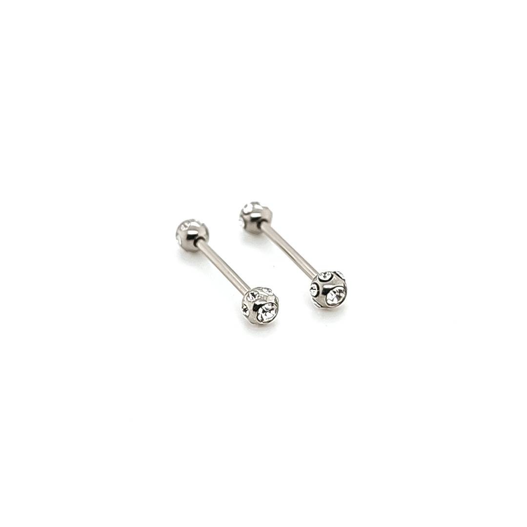 16G Nipple Barbell, Multi Gem-316L S. Steel – Pico Body Jewelry